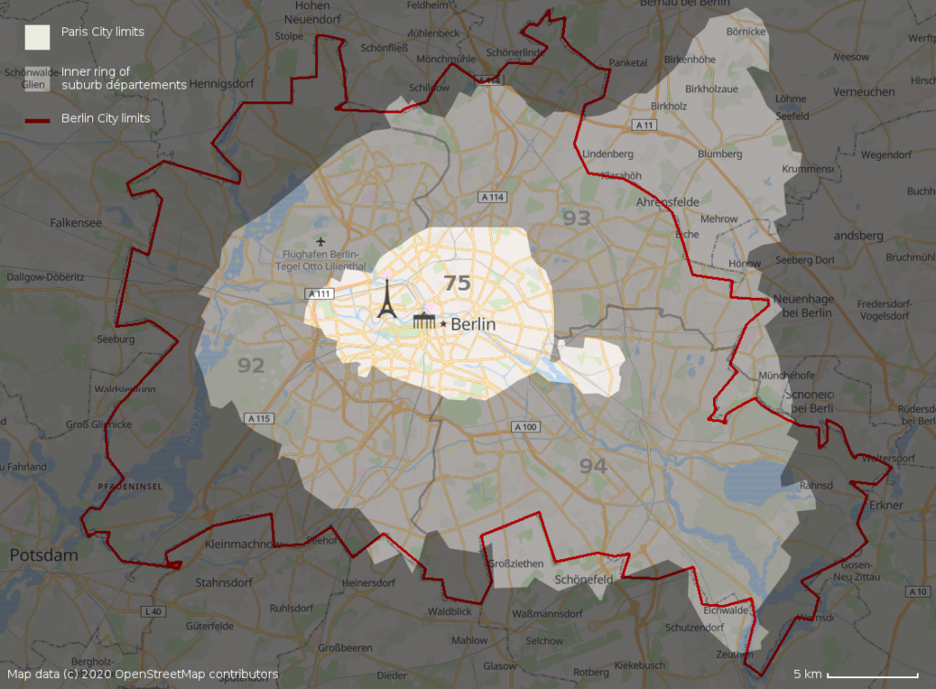 Berlin vs Paris - Land area - English Saga
